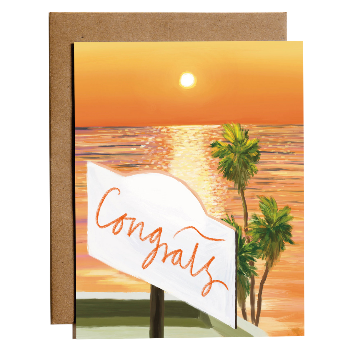 Calligraphy Card | Congrats LA Yellow Gradient Billboard | everybuddy.us