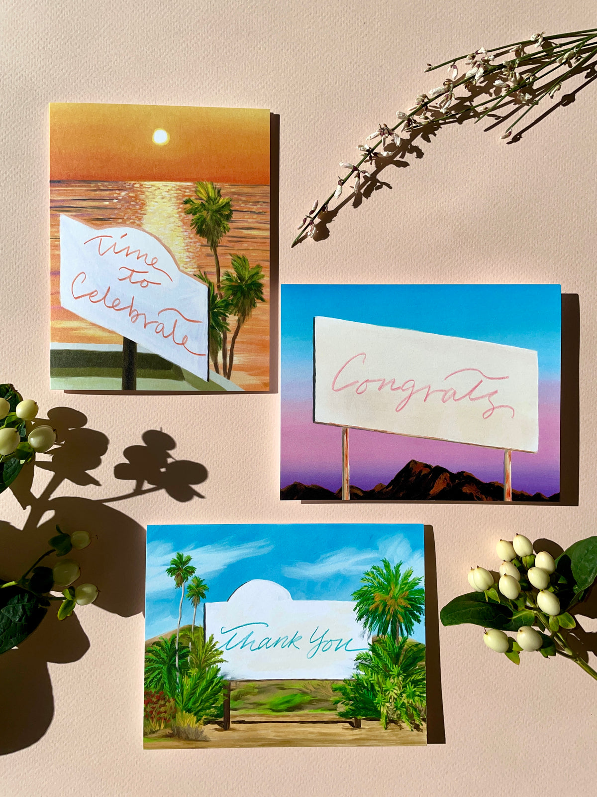 Calligraphy Card | Congrats LA Yellow Gradient Billboard | everybuddy.us