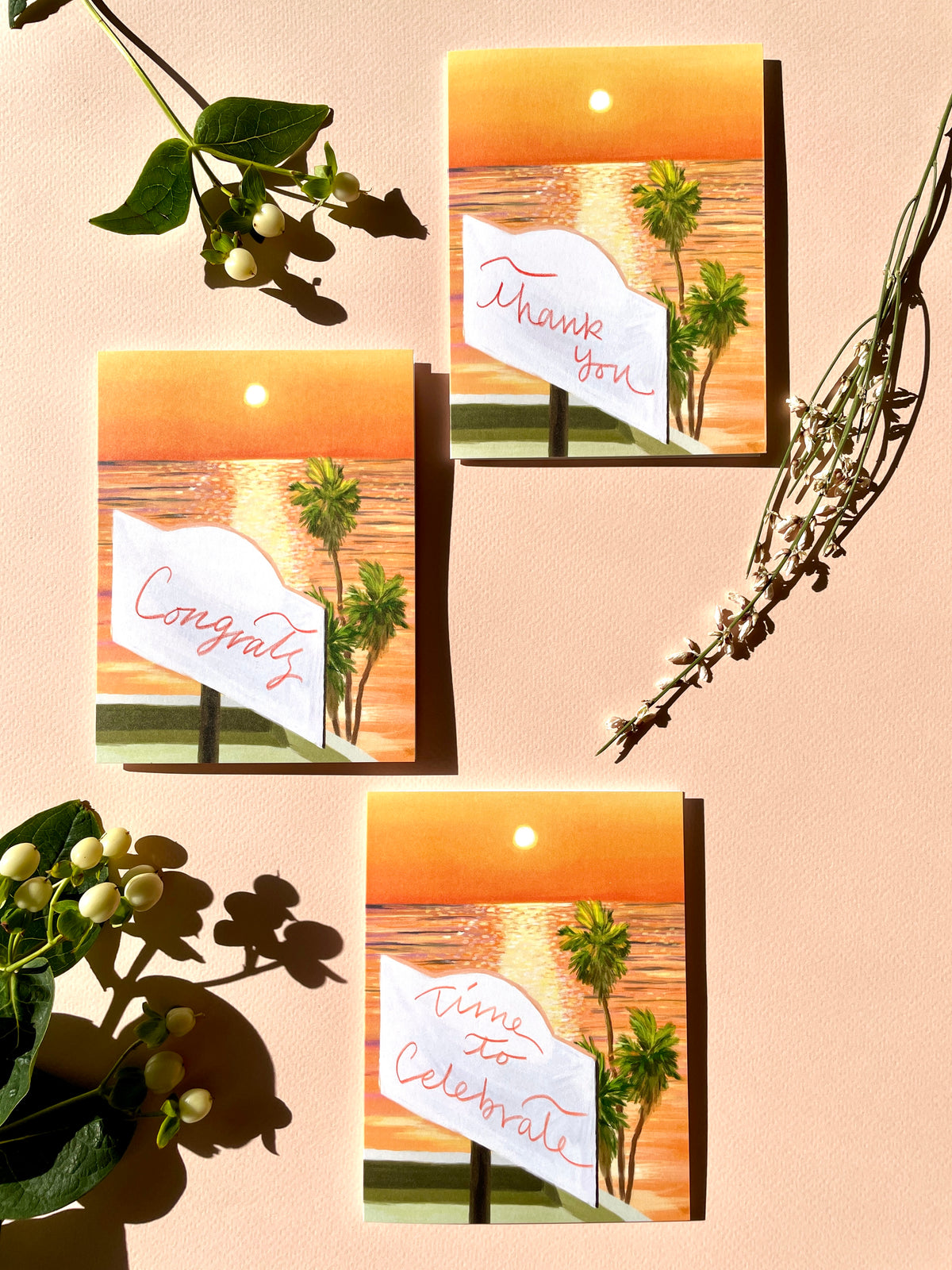 Calligraphy Card | Congrats LA Yellow Gradient Billboard | everybuddy.us